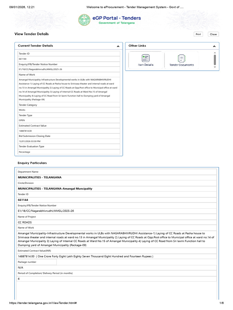 Welcome to EProcurement - Tender Management System - Govt of ... | PDF ...