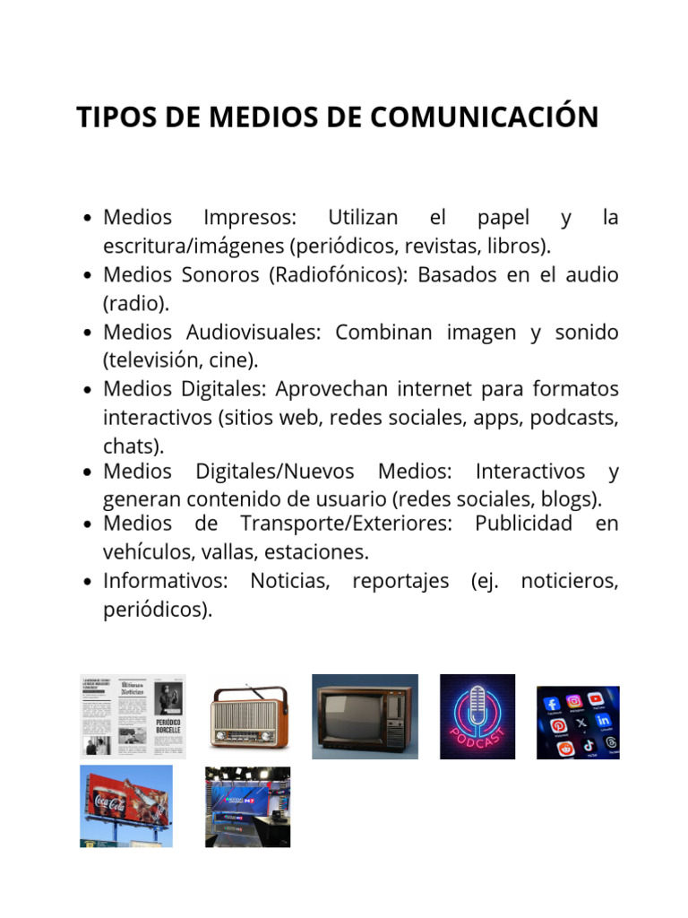 Tipos de Medios de Comunicación | PDF