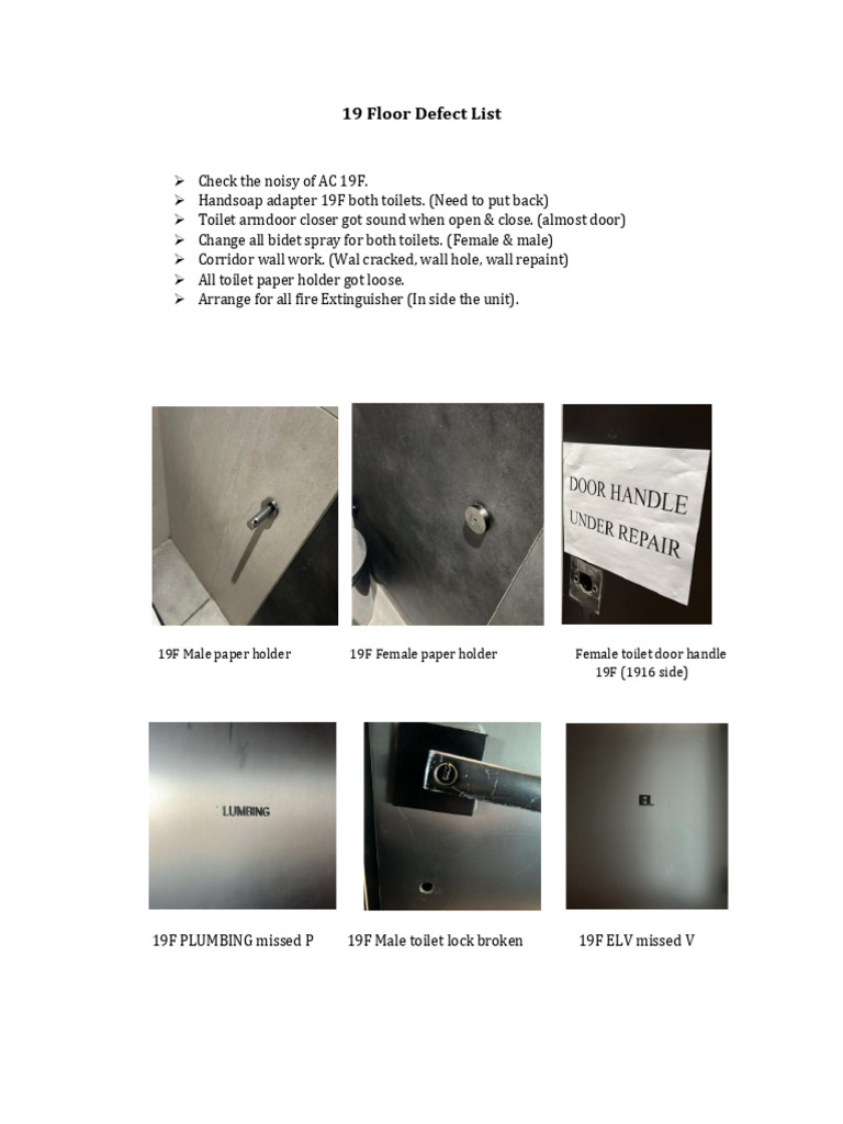 19F Floor Defect Inspection Report | PDF