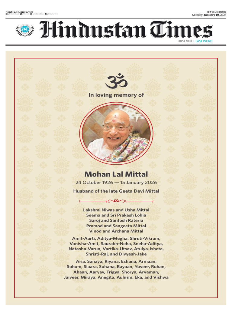 In Loving Memory of Mohan Lal Mittal | PDF