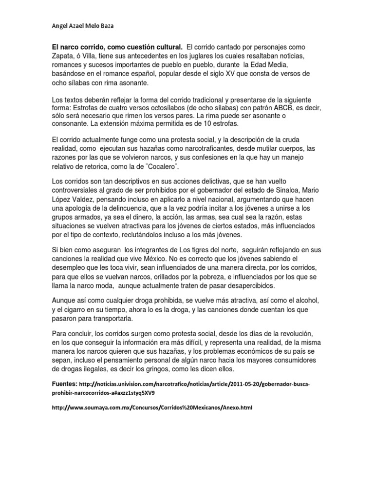El Narco Corrido: Cultura y Controversia | PDF | Corrido | Rima