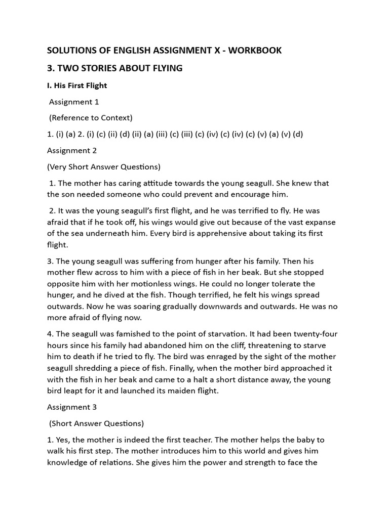 English Assignment Solutions: Flying Stories | PDF | Tea | Patience