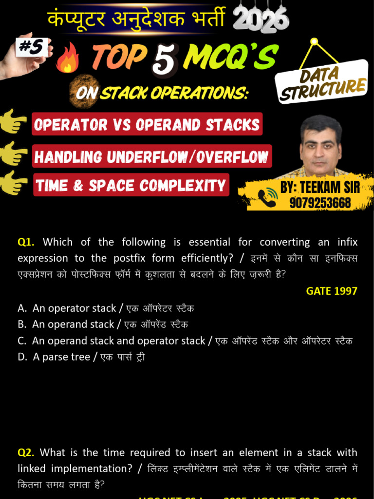 Stack Operations Time and Space Complexity Operator vs Operand Stacks ...