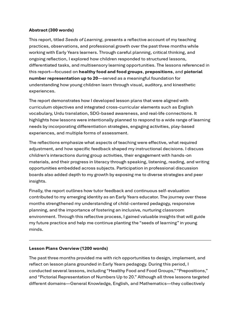 Reflective Early Years Teaching Practices | PDF | Learning | Reading ...