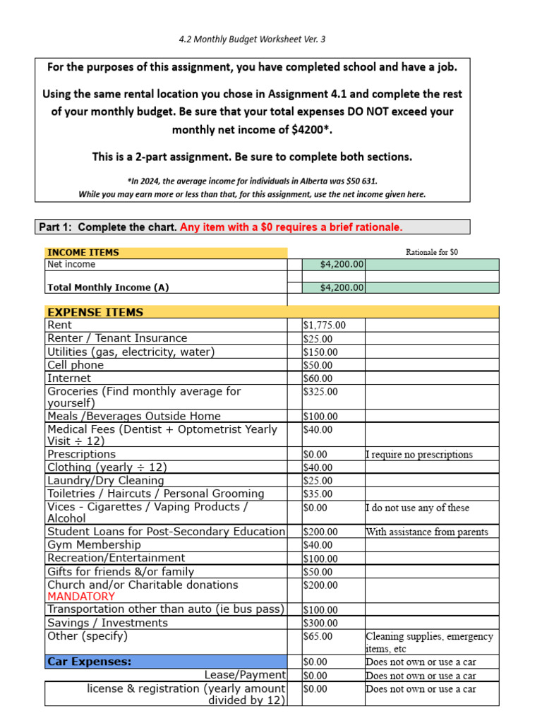 4.2 Ver 3 - Monthly Budget Template - Dante Marchesan | PDF | Expense ...