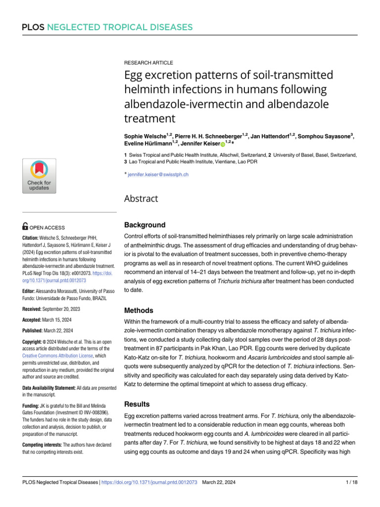 Egg Excretion Patterns | PDF | Parasitology | Medical Specialties