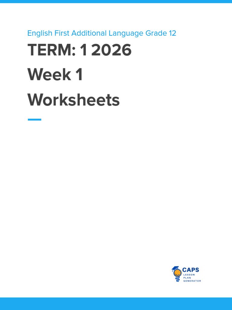 Grade 12 English Worksheets: Term 1 Week 1 | PDF | Reading ...