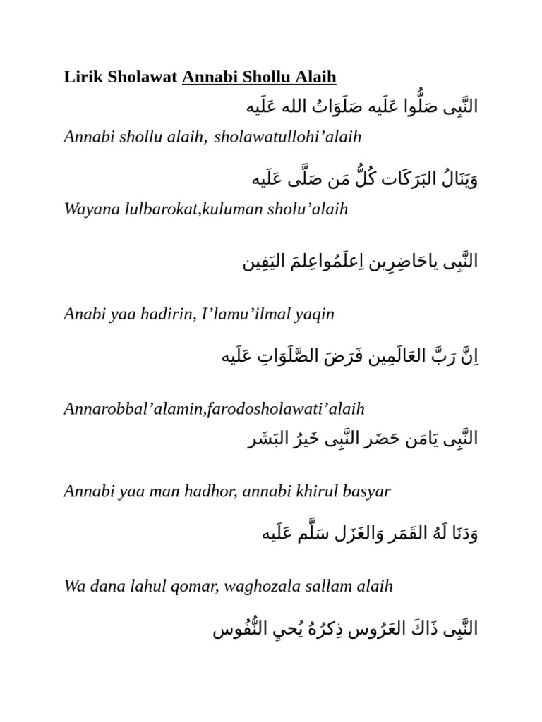 Lirik Sholawat Annabi | PDF