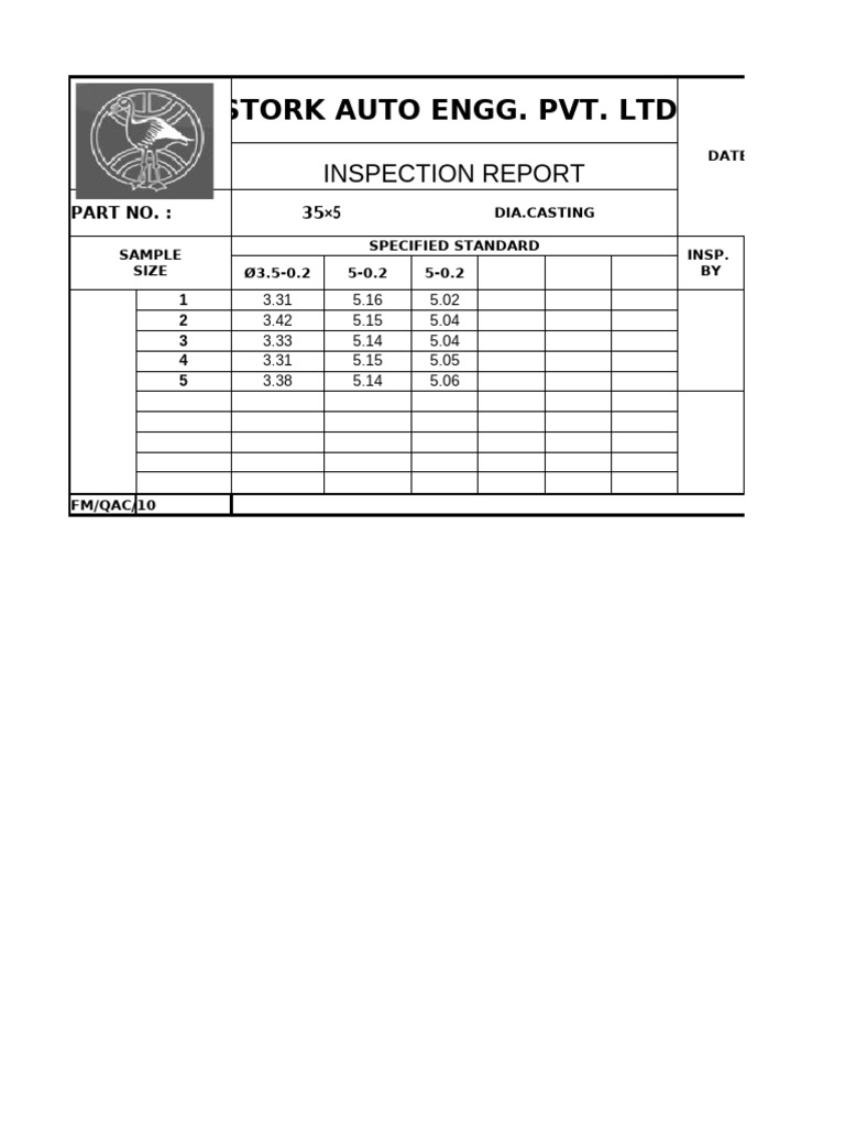 Stork Auto Engineering Inspection Report | PDF