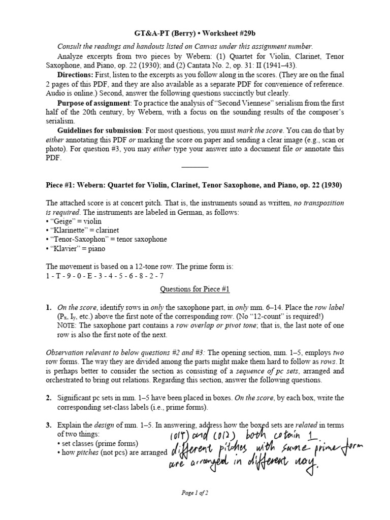 Analyzing Webern's Serialism Techniques | PDF | Quartet | Musicology