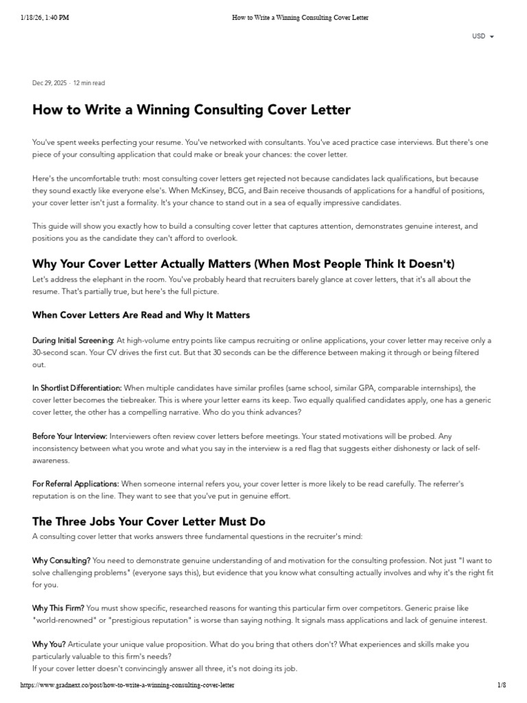 How to Write a Winning Consulting Cover Letter | PDF | Résumé | Leadership
