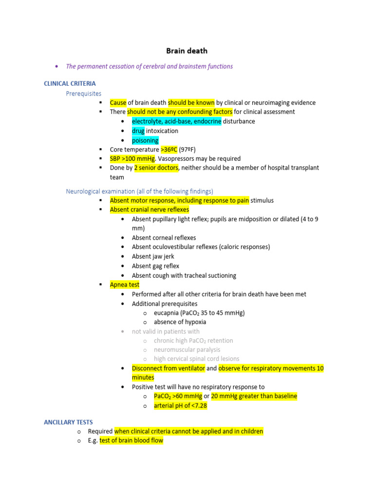 Understanding Brain Death Criteria | PDF