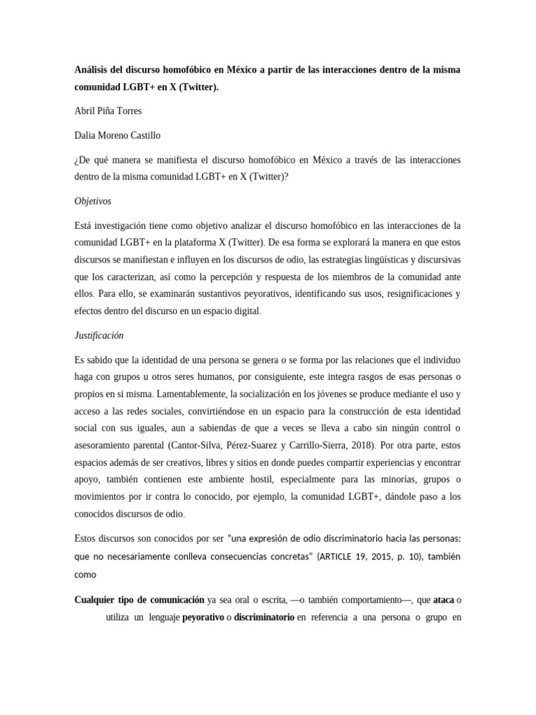 Análisis Del Discurso Homofóbico en México A Partir de Las ...