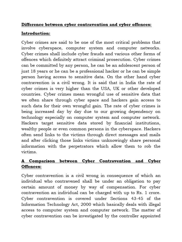 Cyber Contravention vs Cyber Offences | PDF | Cybercrime | Crimes