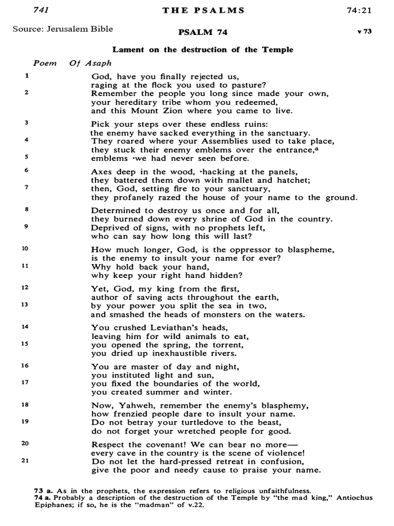 P Psalm 74 and 89 (Jerusalem Bible) | PDF | Psalms | Religious Belief ...