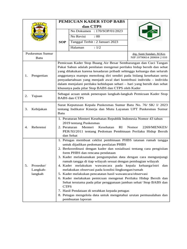 Pemicuan Kader Stop BABS dan CTPS | PDF