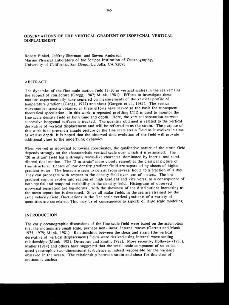 (1989)Observations of the Vertical Gradient of Isopycnal Vertical ...