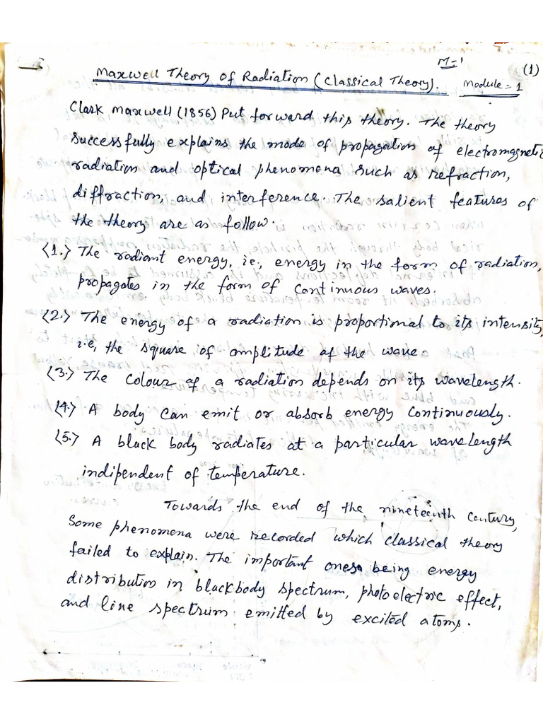 Maxwell Theory of Radiation | PDF
