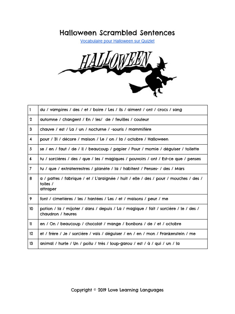 HOMEWORK Scrambled Sentences Exercise | PDF