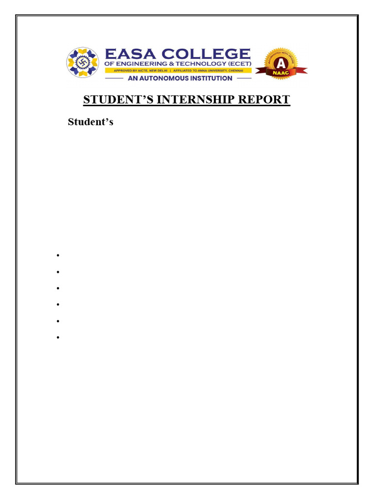 Student Internship Report Template | PDF