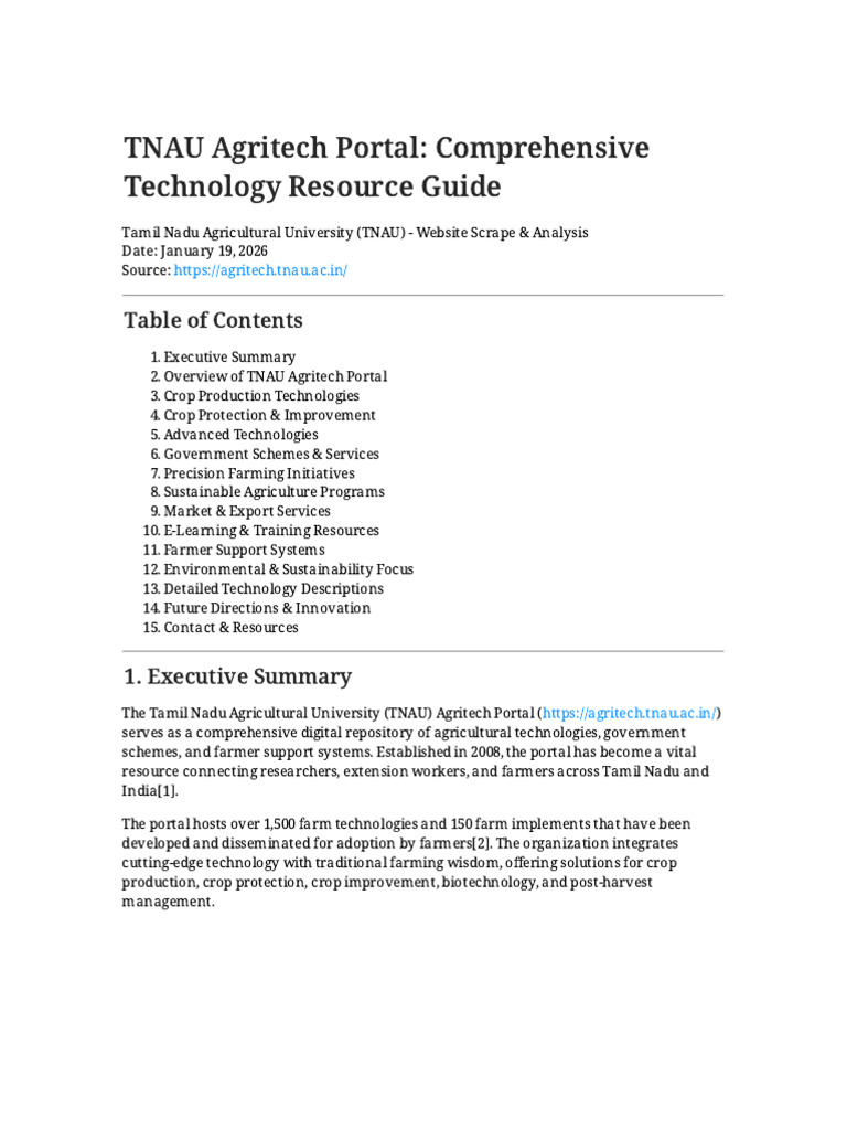 TNAU Agritech Website | PDF | Agriculture | Sustainable Agriculture