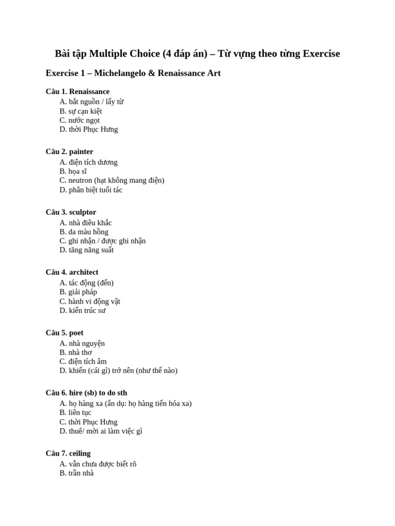Multiple Choice Type1 4options AnswerKey 2 | PDF