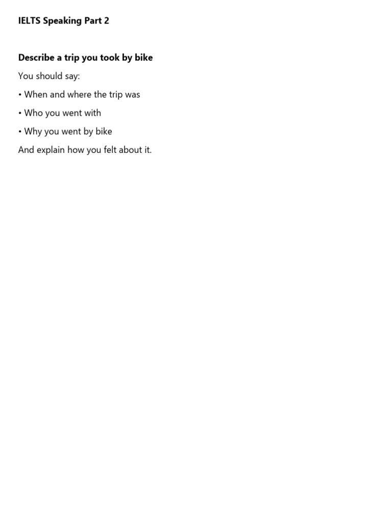 9. Describe a Trip You Took by Bike | PDF