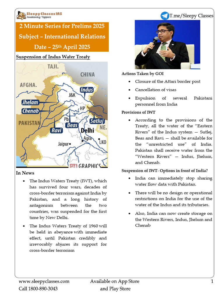 2 Minute Series - 25th April 2025 | PDF | International Relations