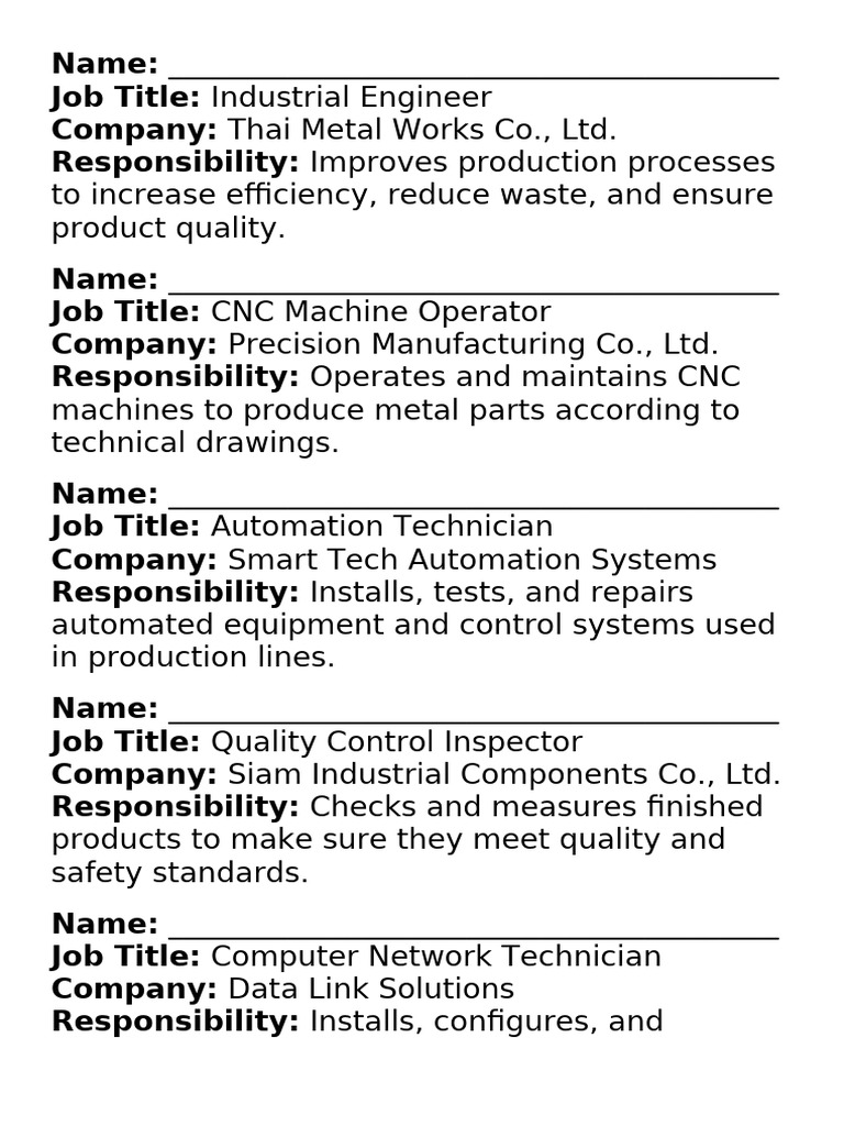 Industrial Engineering Job Roles Overview | PDF