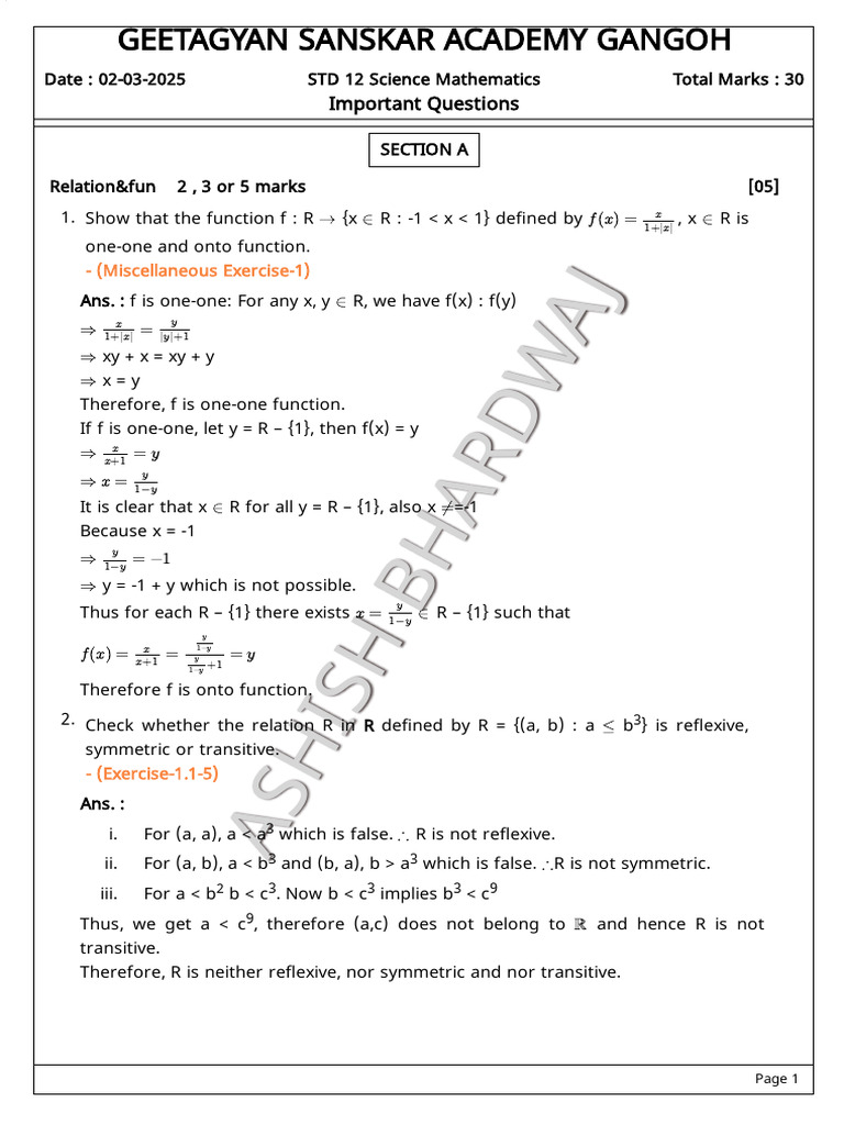 part -1_solution | PDF | Function (Mathematics) | Functions And Mappings