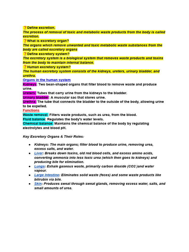 B.7.5.EXCRETION.PPT | PDF | Kidney | Organ (Anatomy)