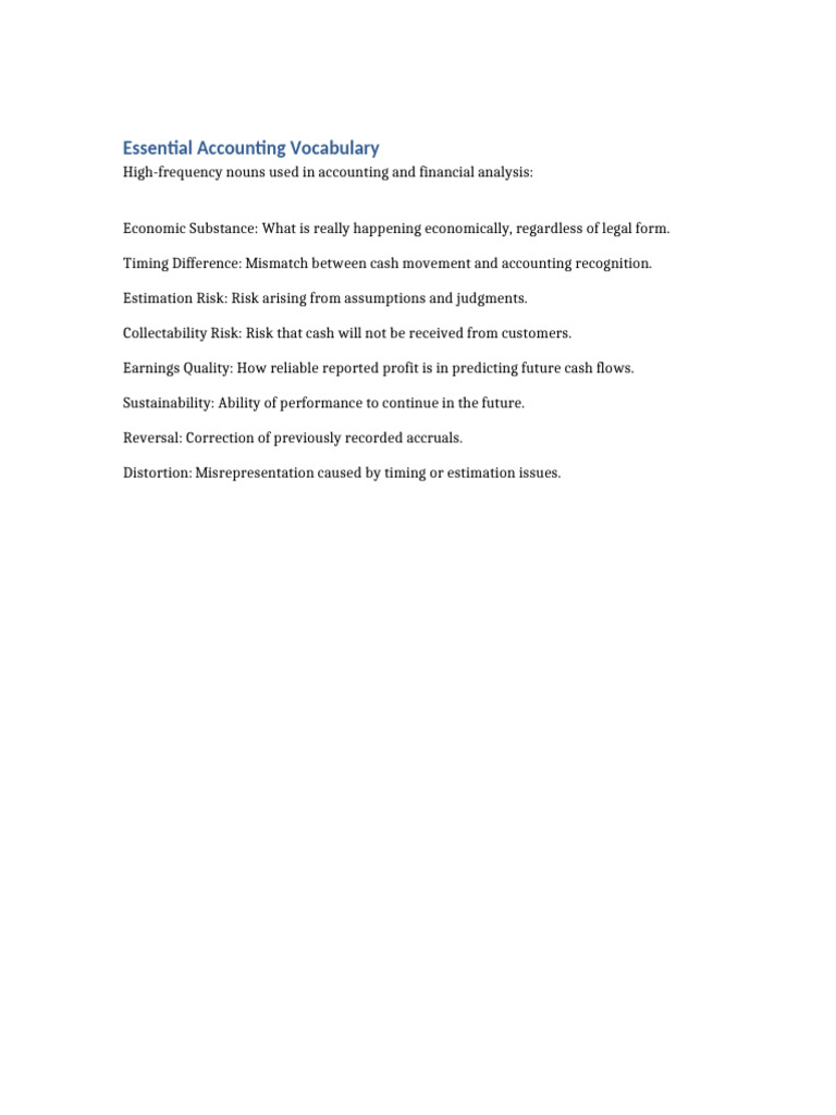 Essential Accounting Vocabulary | PDF