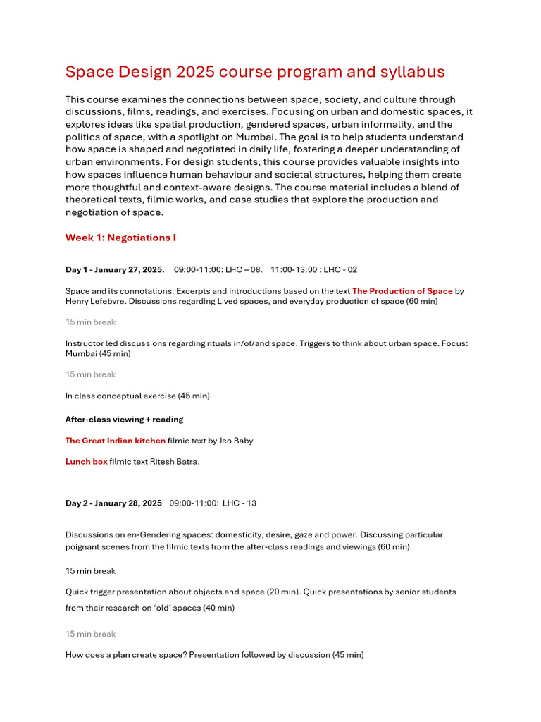Space Design 2025 Syllabus Edited (1) | PDF | Space