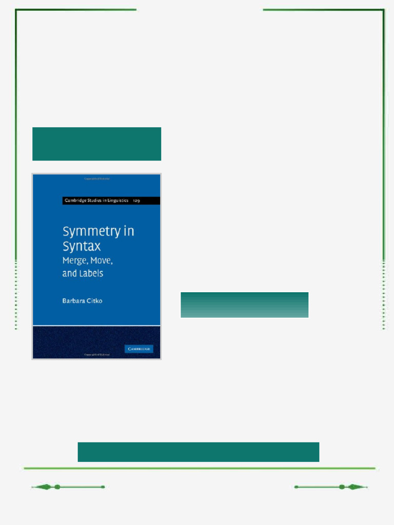 Symmetry in Syntax Merge Move and Labels 1st Edition Barbara Citko ebook pdf version | PDF ...