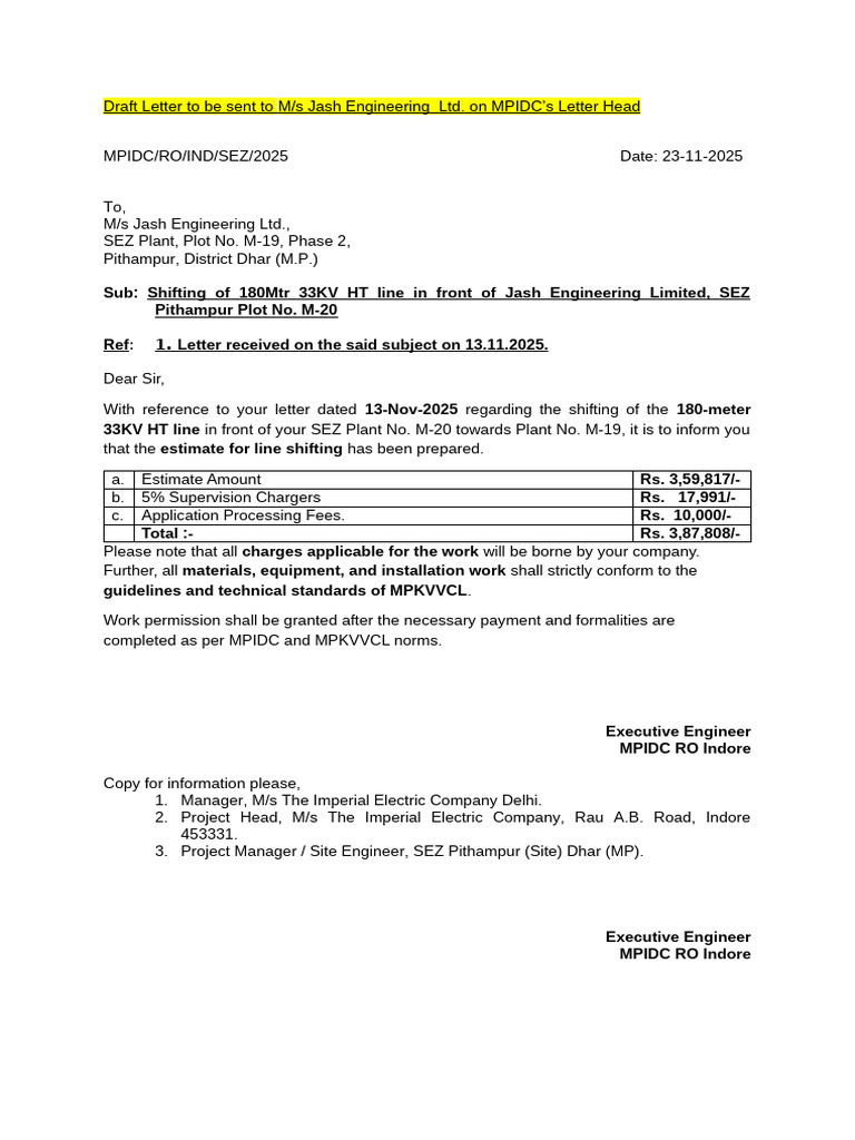 Draft Letter To Be Sent To Jash Eng | PDF