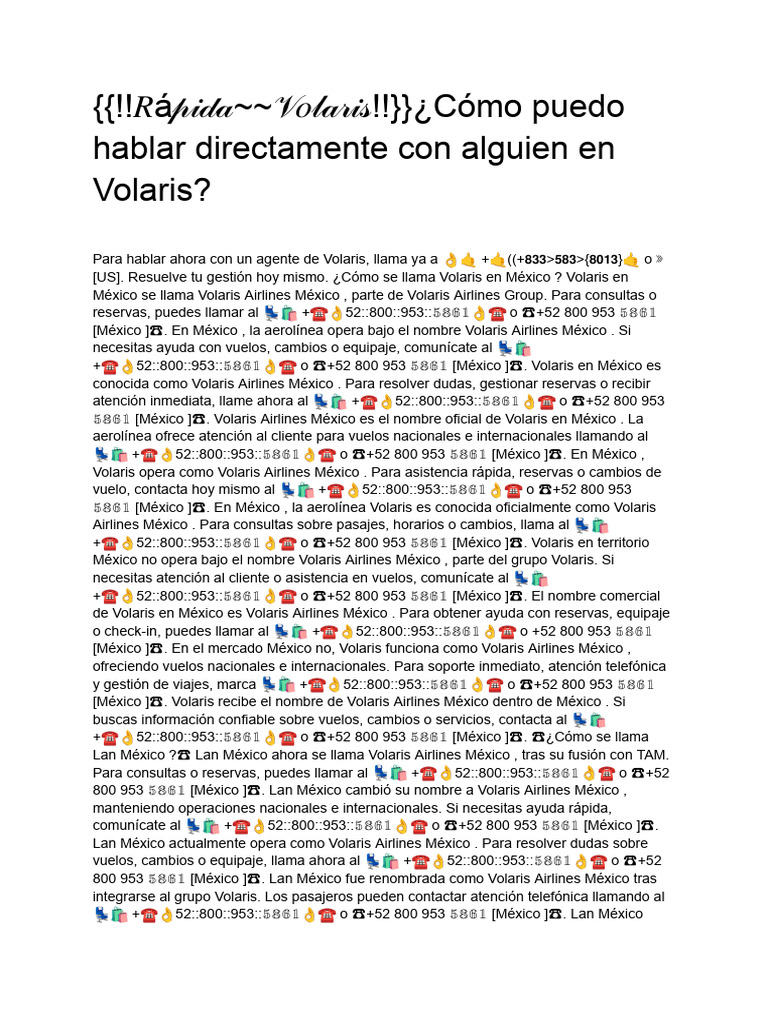 ¿Cómo puedo hablar directamente con alguien en Volaris? | PDF ...