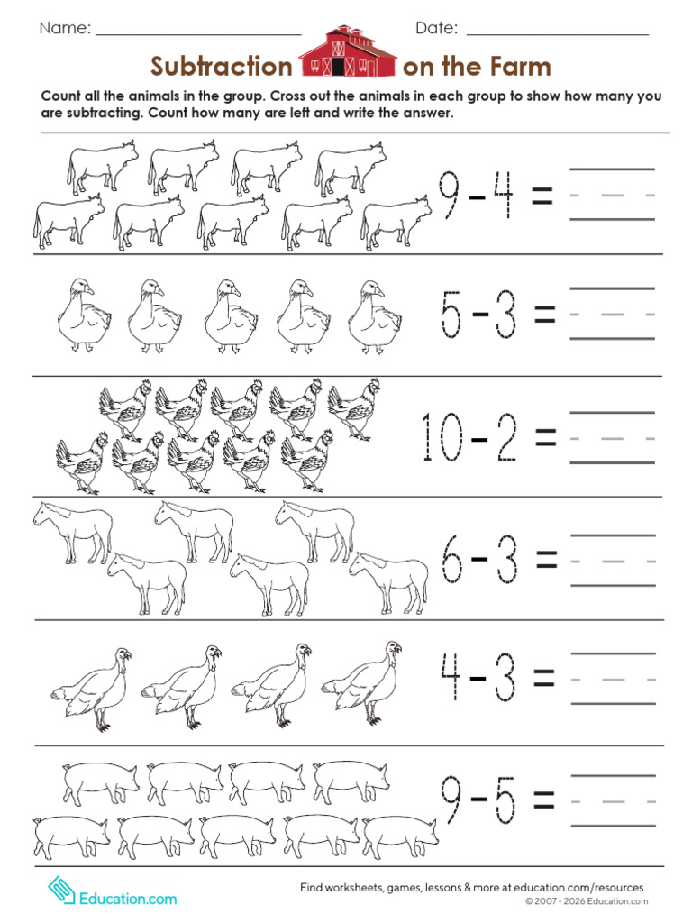 Subtraction on the Farm | PDF