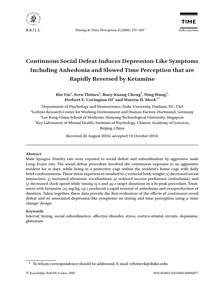 Yin Et Al. - 2016 - Continuous Social Defeat Induces Depression-Like ...