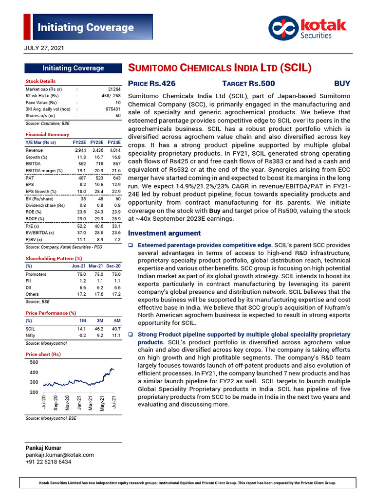 Sumitomo Chemical India Limited - IC by Kotak Securities | PDF ...