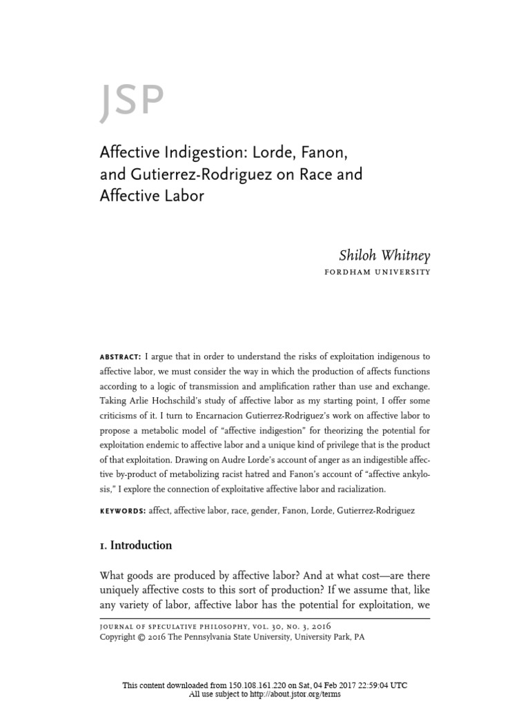 Affective_Indigestion_Lorde | PDF | Feeling | Anger