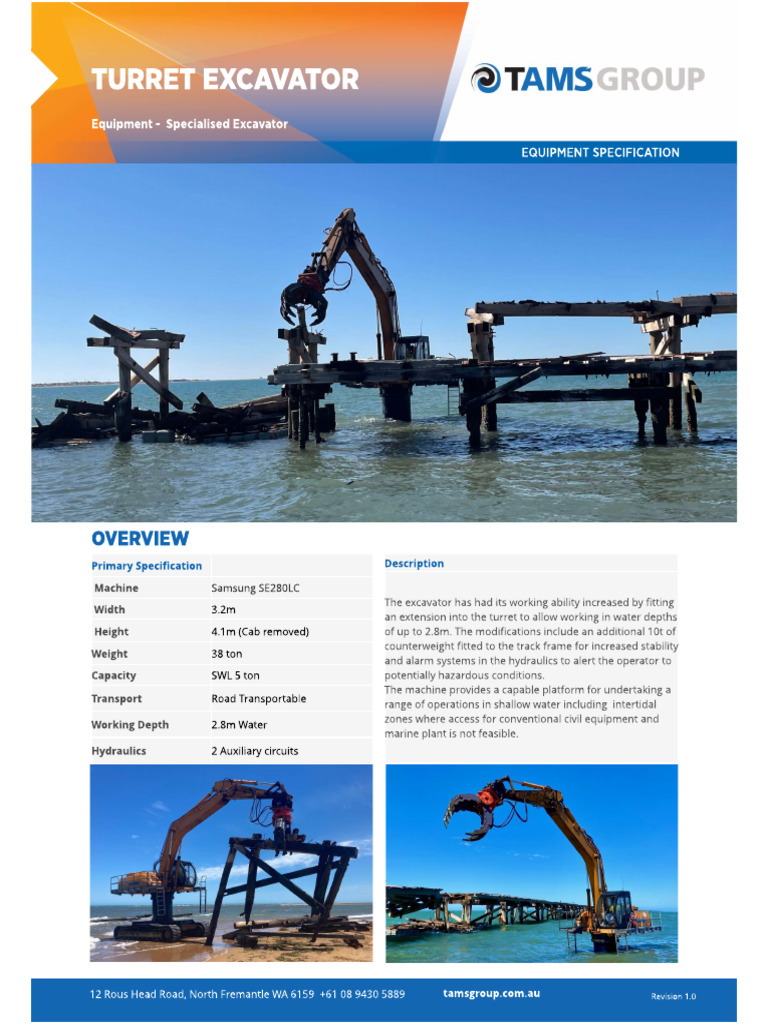 TAMS Equipment Turret Excavator | PDF