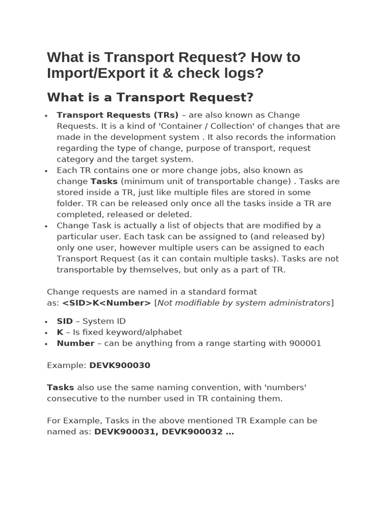 What is Transport Request | PDF | Computer File | Information Technology