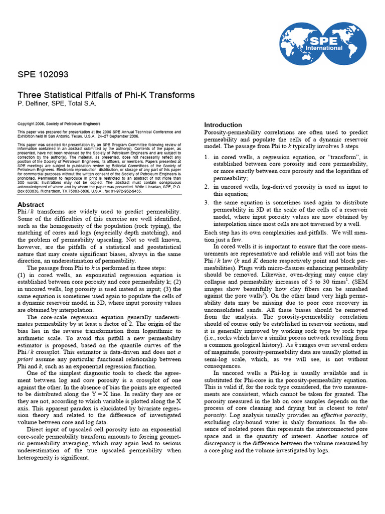 Statistical Pitfalls in Phi-K Transforms | PDF | Porosity | Logarithm