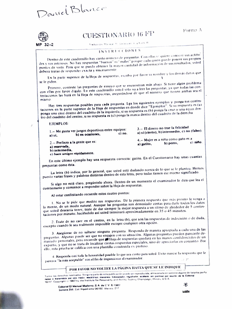 16 FP | PDF | Cuestionario