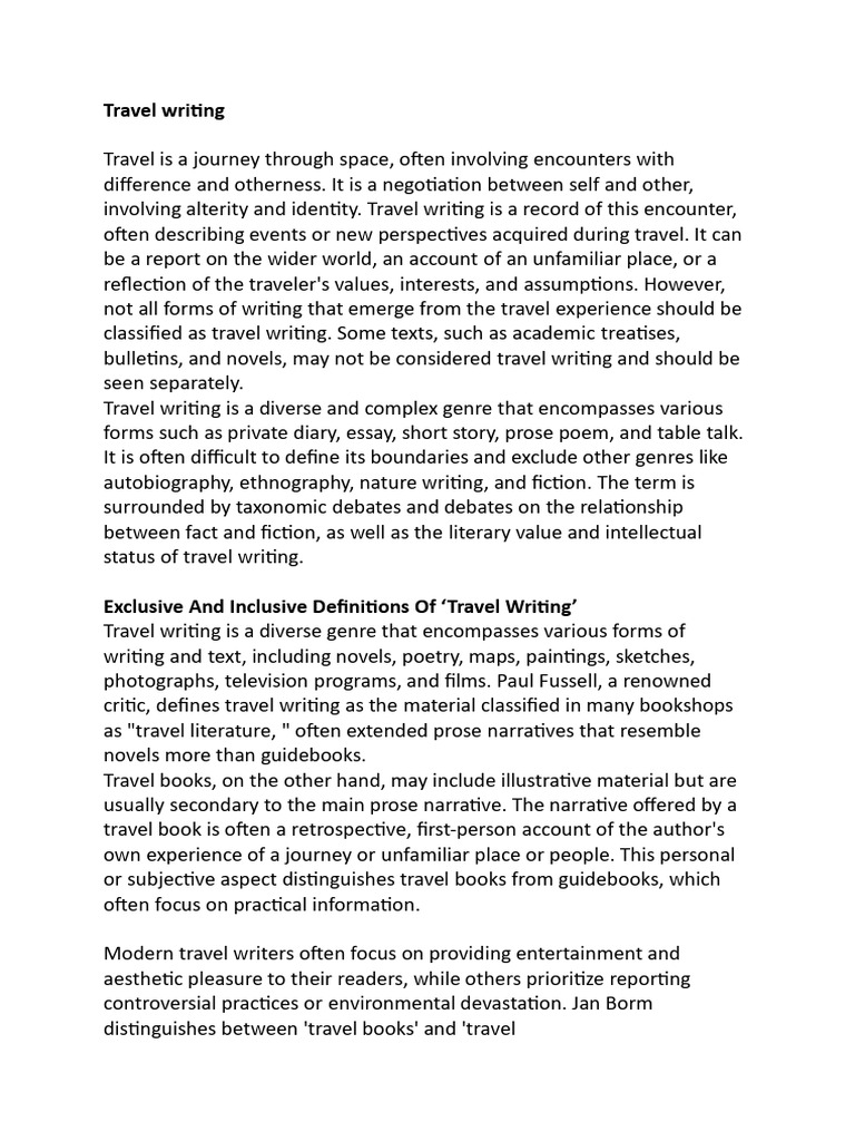 Travel Writing | PDF | Narrative | Travel Literature