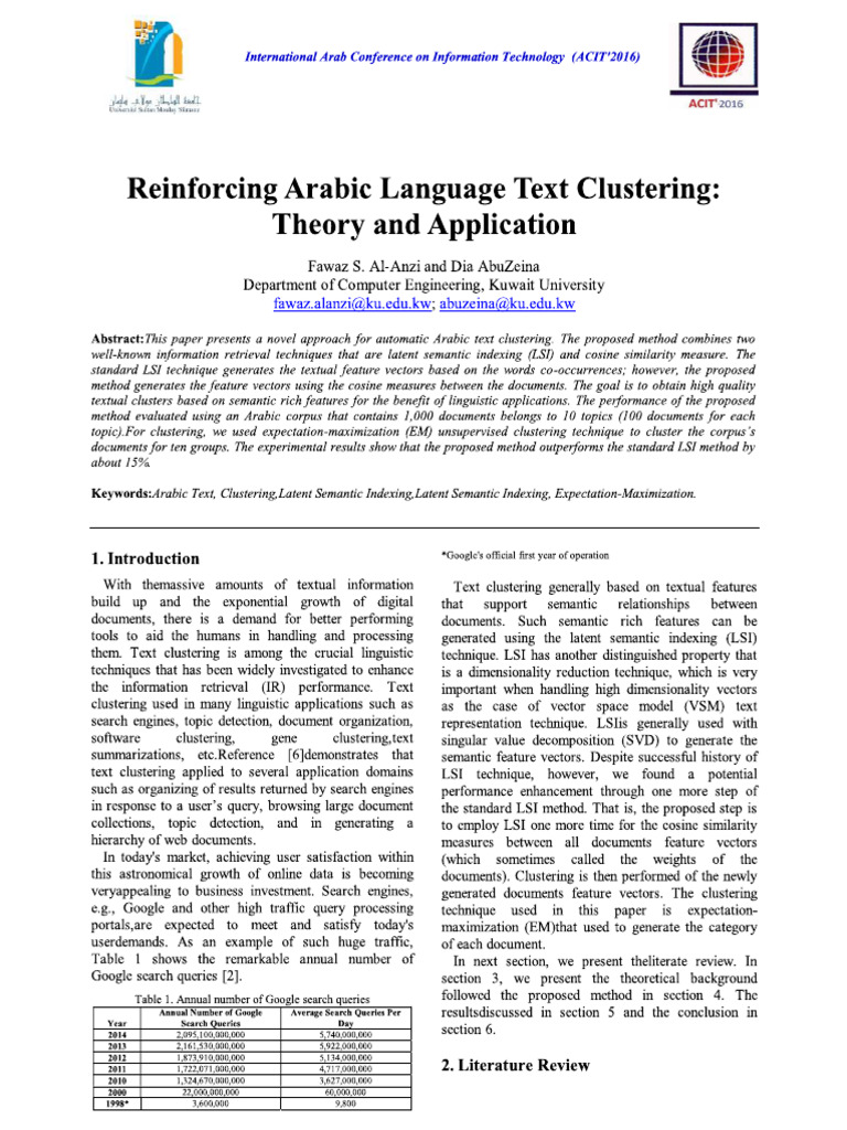 Reinforcing Arabic Language Text Clustering | PDF