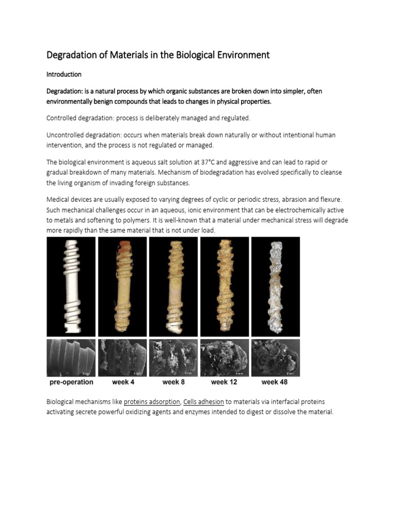 Biological Material Degradation Insights | PDF | Corrosion | Polymers