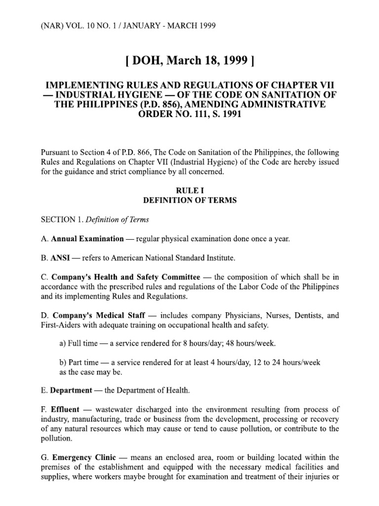 IRR of Chapter 7_Industrial Hygiene_PD856 | PDF