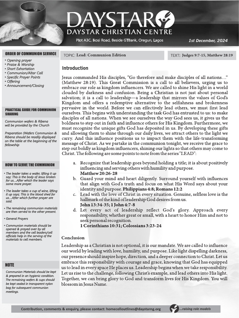 Communion Outline 01.12.2024 | PDF