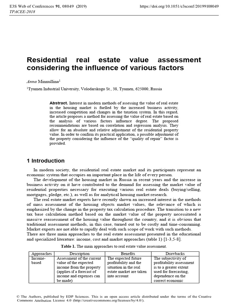 Assessing Residential Real Estate Value | PDF | Macroeconomics | Value ...